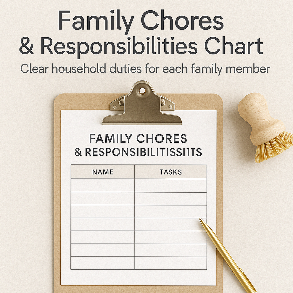 Family Chores & Responsibilities Chart – Organize-Better